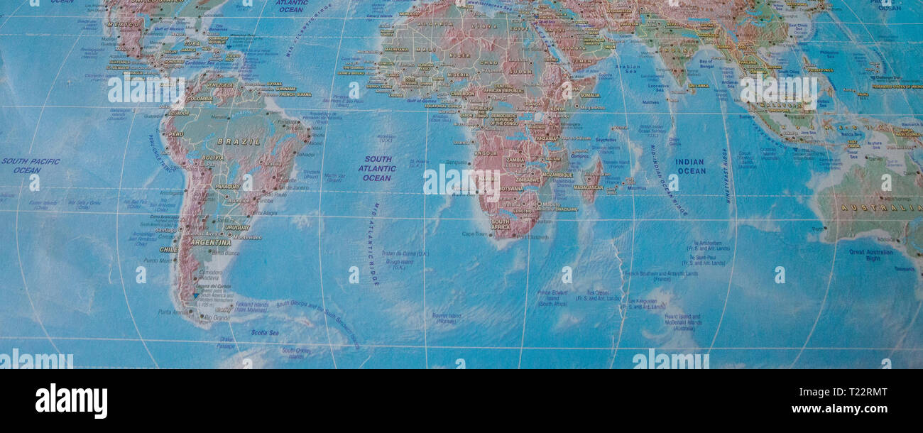 world map with names of countries and cities Stock Photo - Alamy