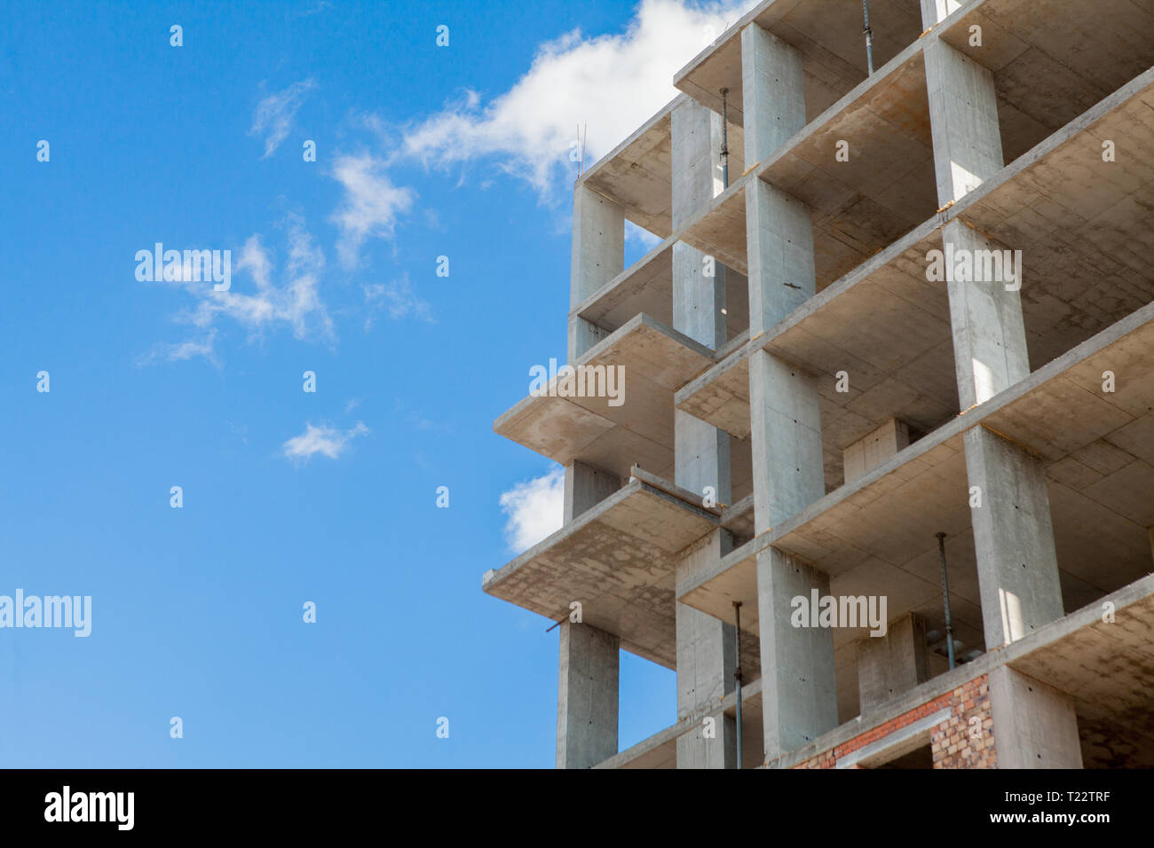 High-rise multi-storey buildings under construction. Tower cranes near ...