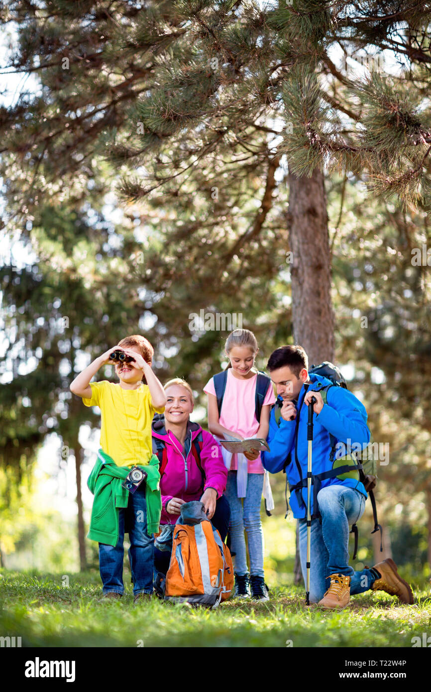 Hiker girl map in mountains hi-res stock photography and images - Alamy