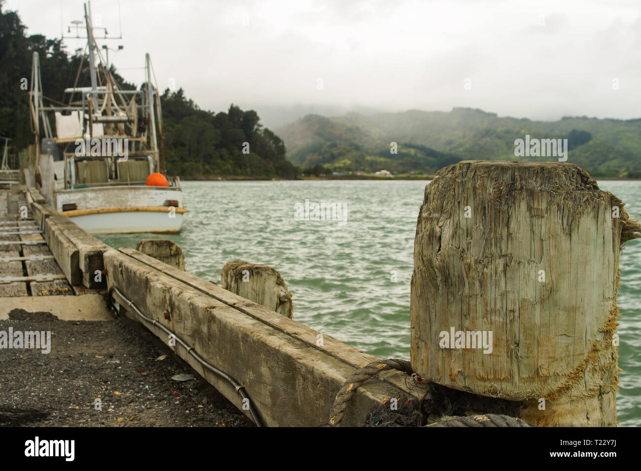 New Zealand, Coromandel wharf Stock Photo - Alamy