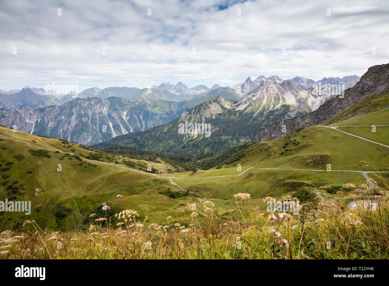 Germany, Bavaria, Allgaeu, Allgaeu Alps, View from mountain station ...