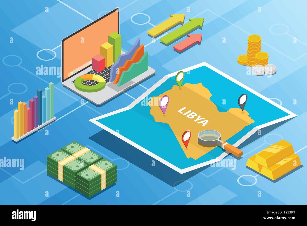 libya isometric financial economy condition concept for describe ...
