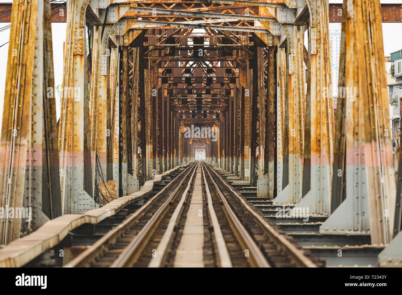 Vietnam, Hanoi, view of the Long Bien Bridge Stock Photo - Alamy