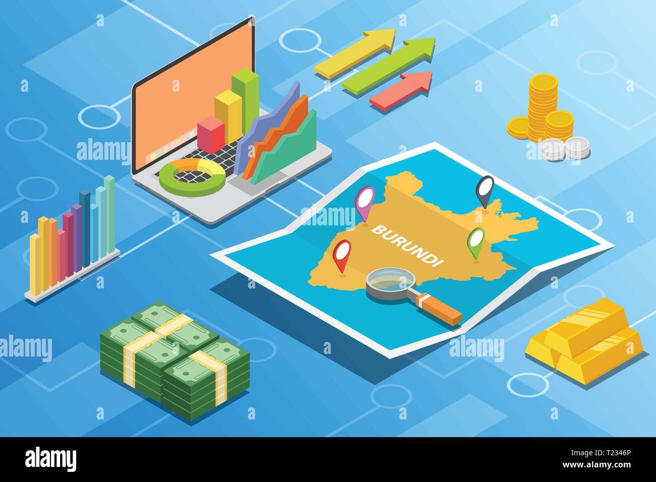 burundi isometric financial economy condition concept for describe ...