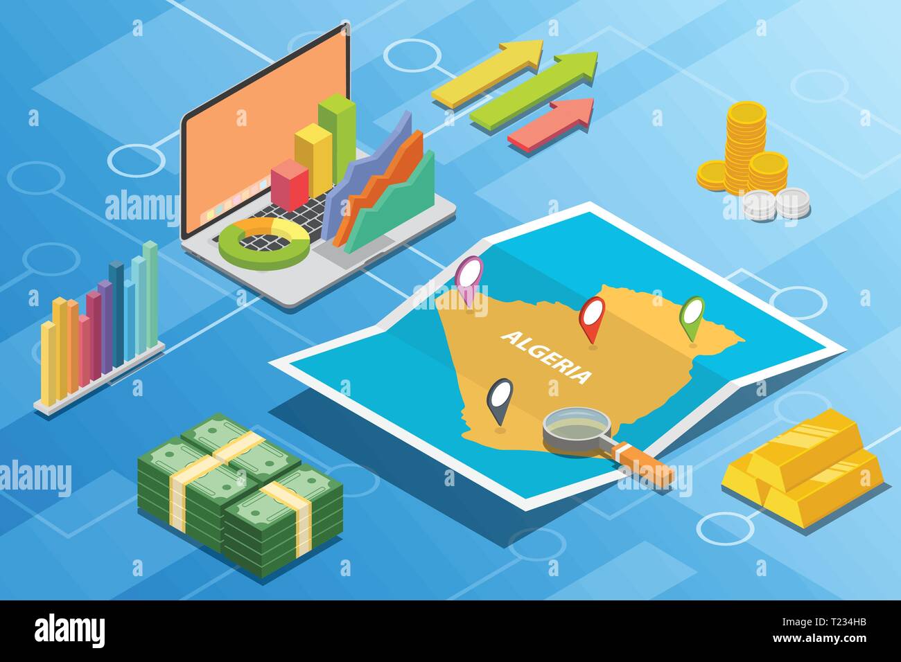 algeria isometric financial economy condition concept for describe ...