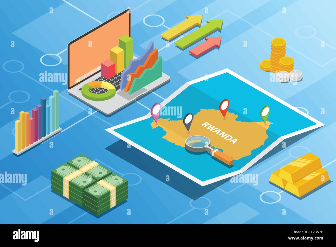 rwanda isometric financial economy condition concept for describe ...