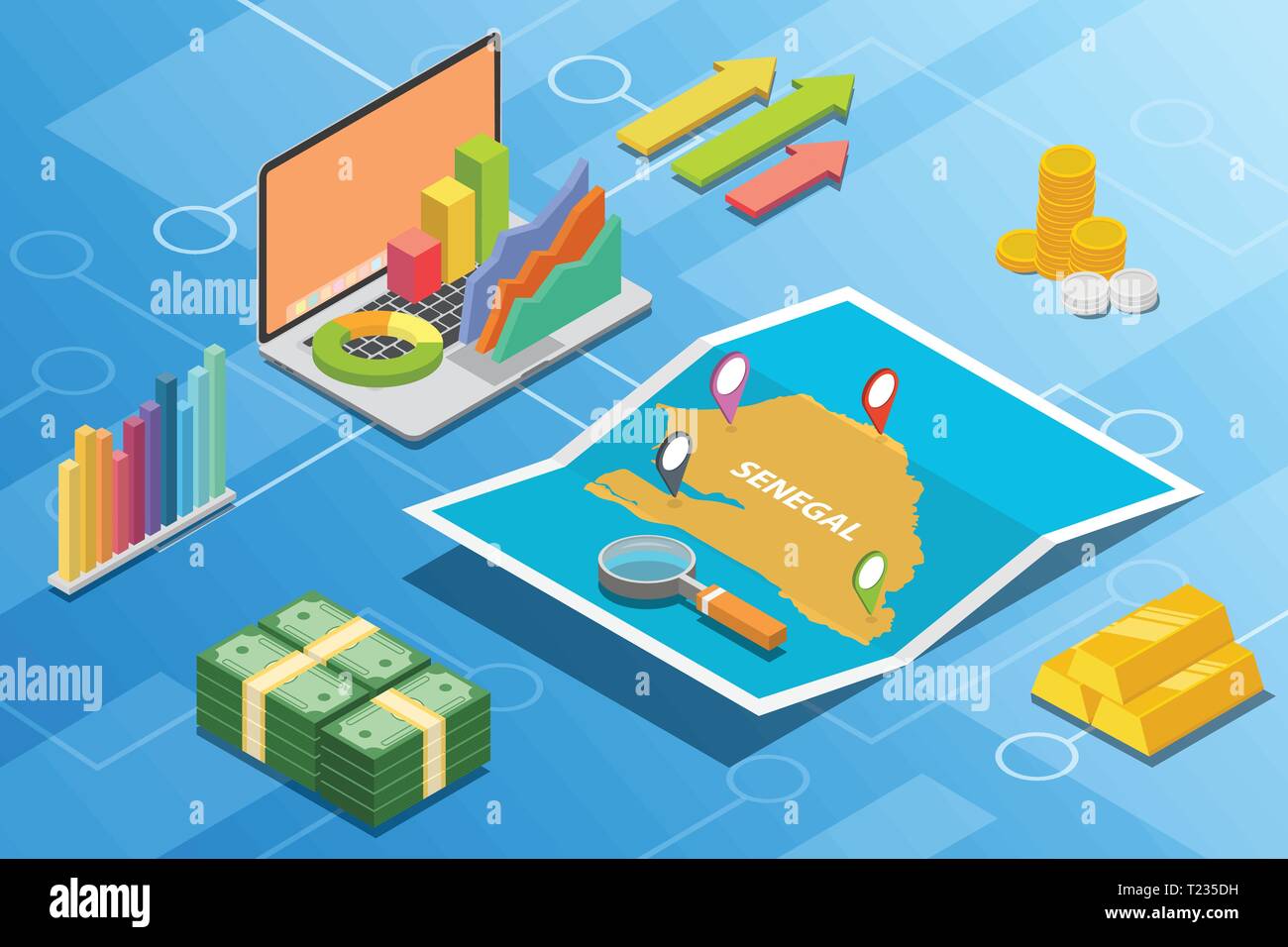 senegal isometric financial economy condition concept for describe ...