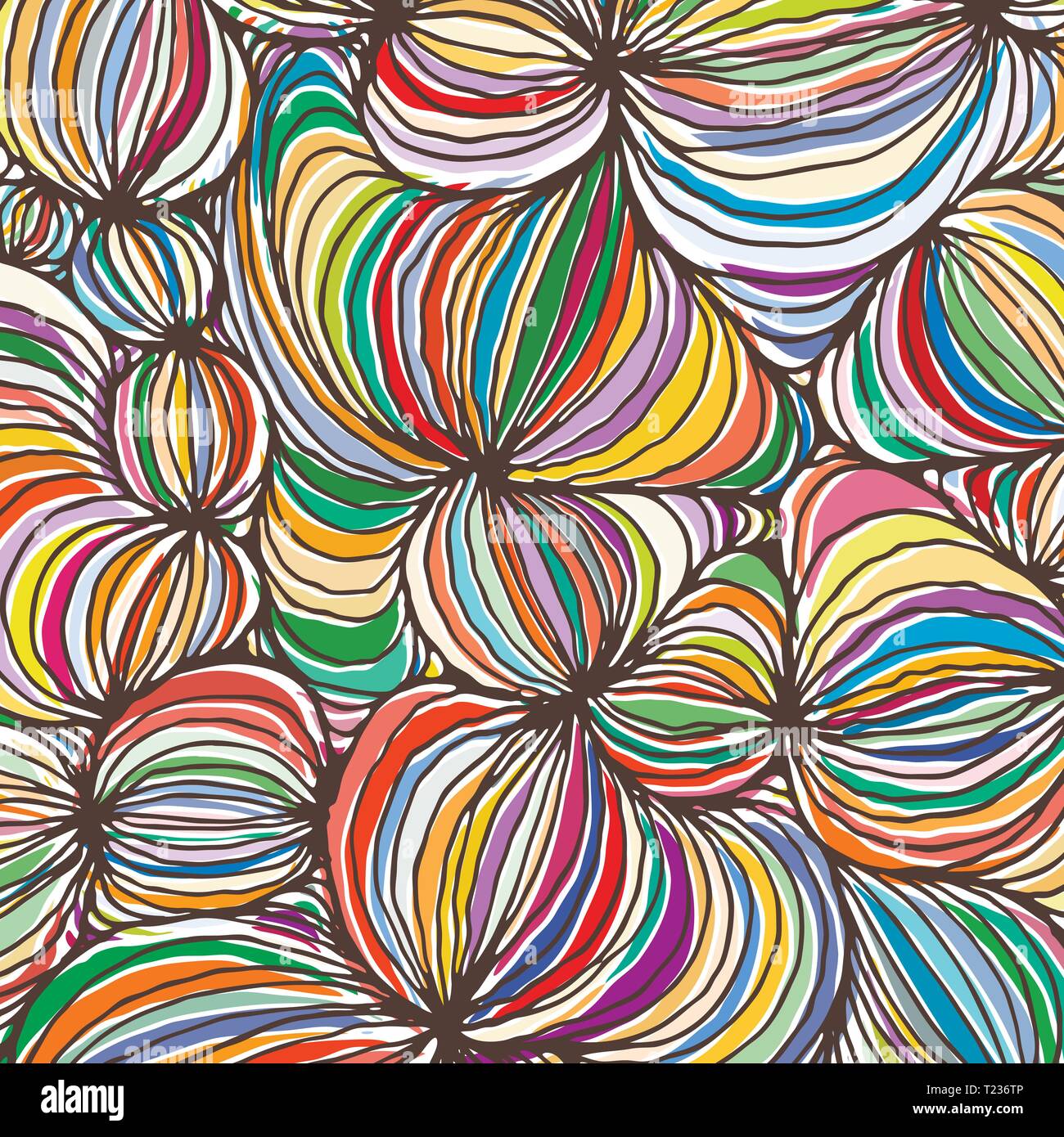 Vector doodle outline abstract ornamental ball stripe background. Funky ...