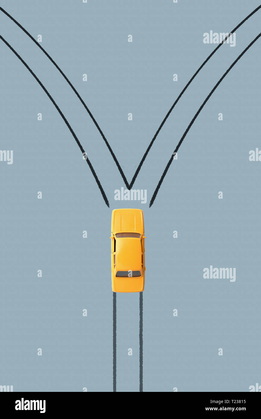 Decision making, the car has a choice of direction Stock Photo - Alamy
