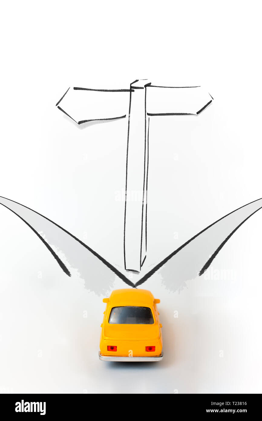 Decision making, the car has a choice of direction Stock Photo - Alamy