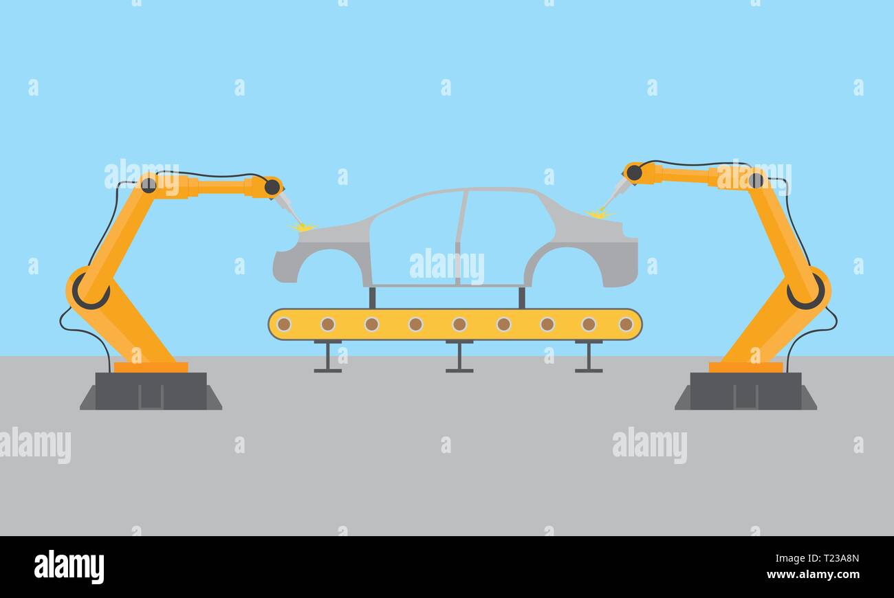 Robot welding car Stock Vector Images - Alamy