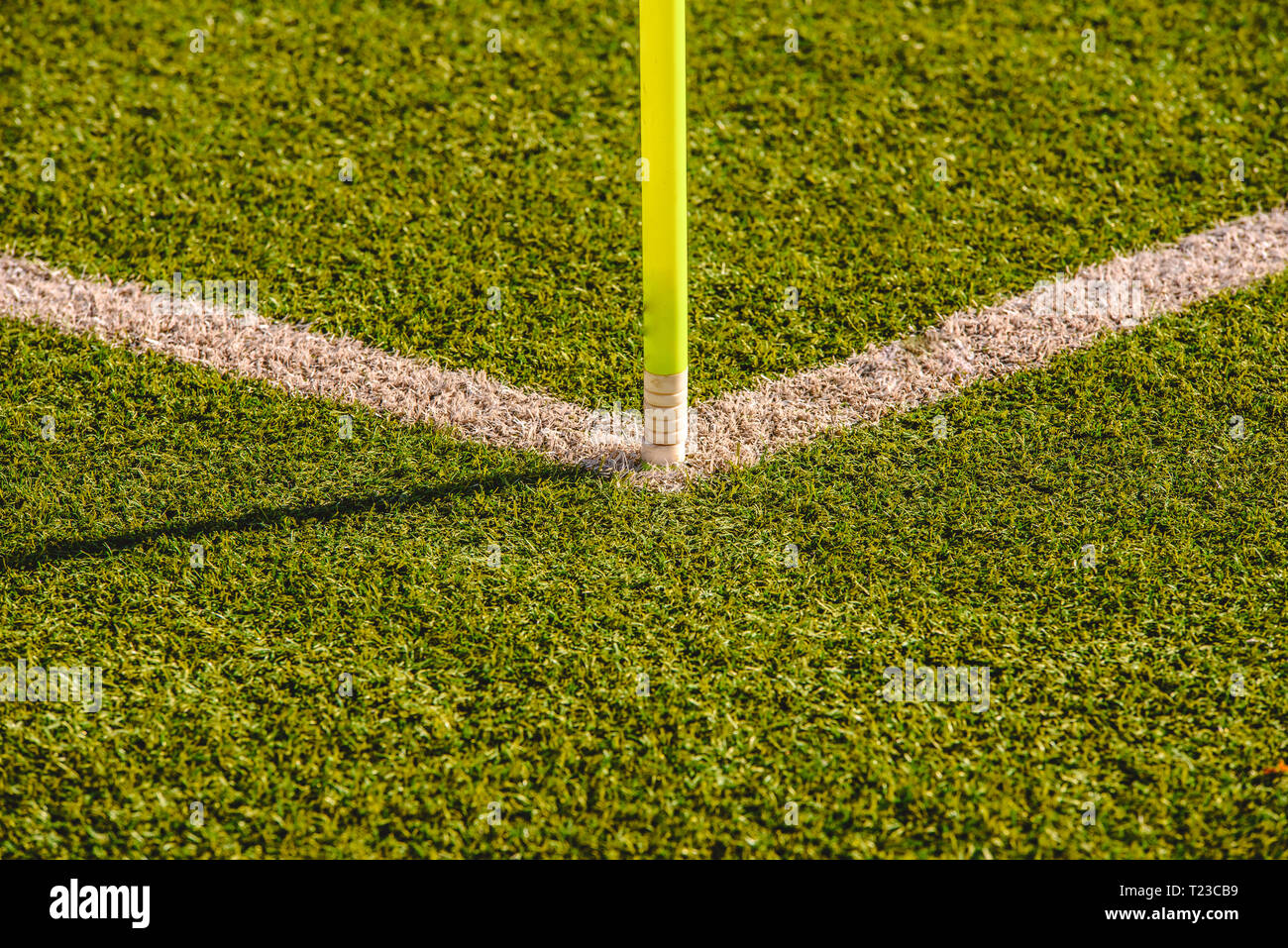 Flags on a soccer field, stop and warning concept Stock Photo - Alamy
