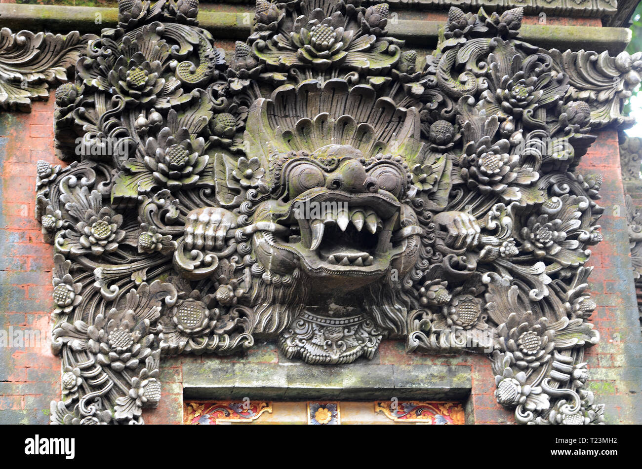 Closeup portrait of stone traditional sculpture art form incorporated ...