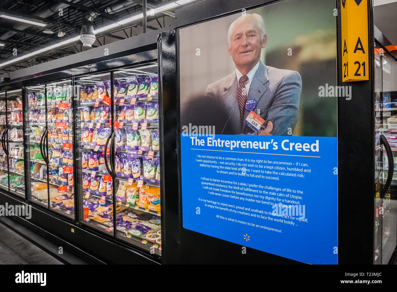 inside walmart supermarket sam walton poster Stock Photo - Alamy
