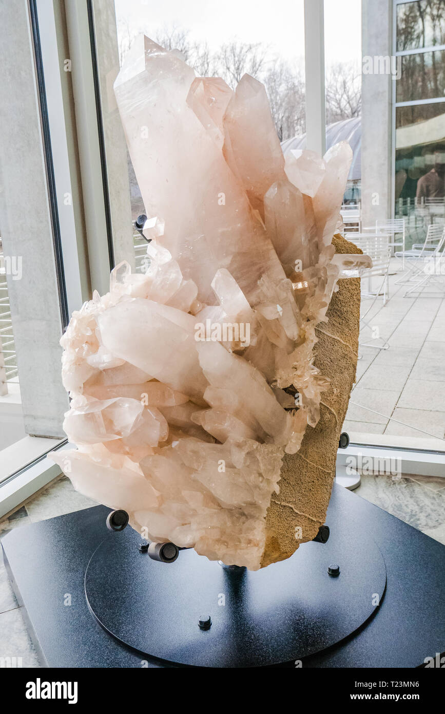 large quartz crystal displayed inside crystal bridges museum in ...