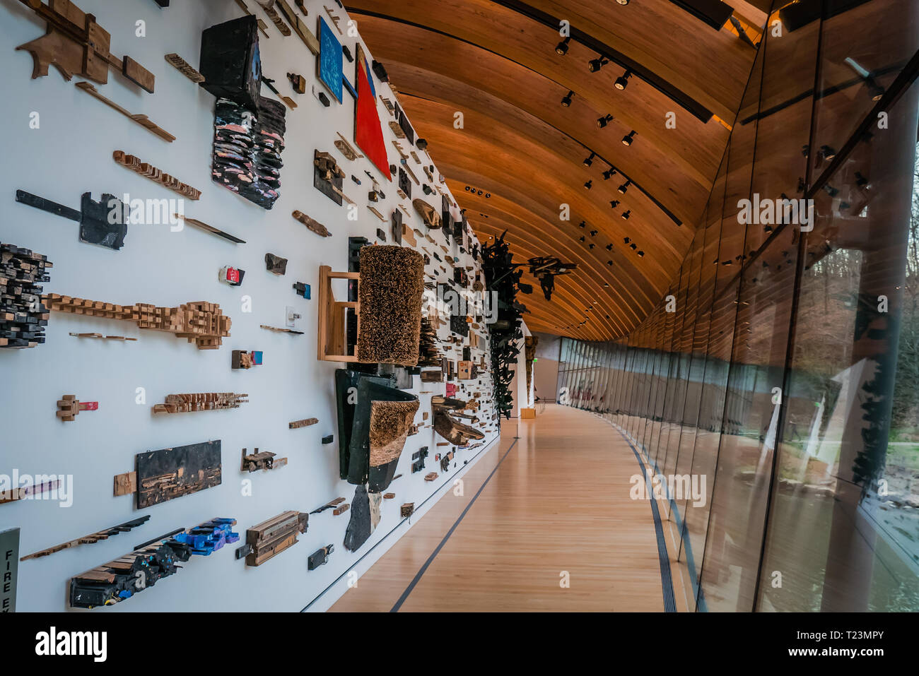 abstract art work on wall inside crystal bridge museum dome structure ...