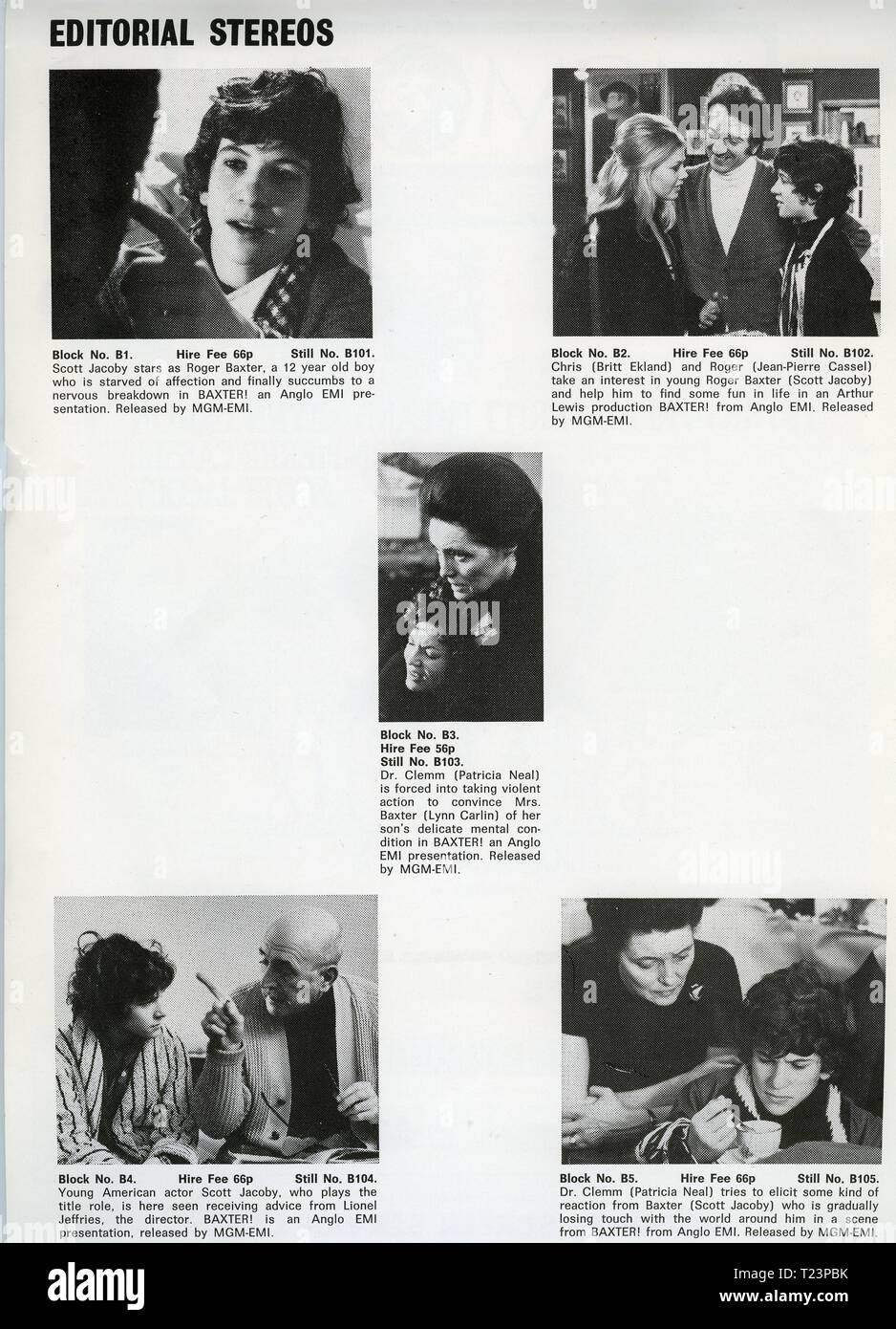 Baxter (1973) Publicity information, Date: 1973 Stock Photo - Alamy