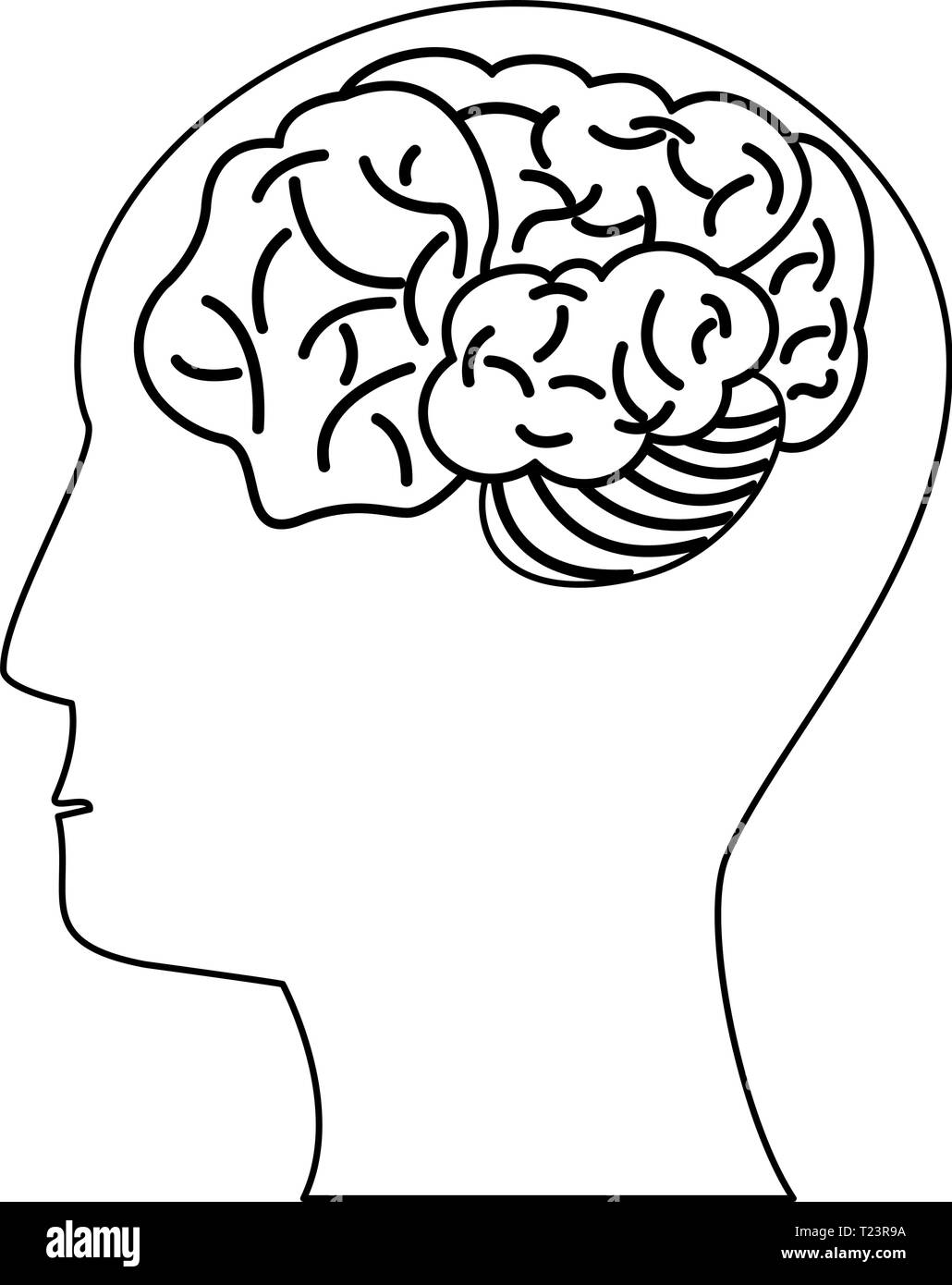 Head with brain symbol isolated in black and white Stock Vector Image ...