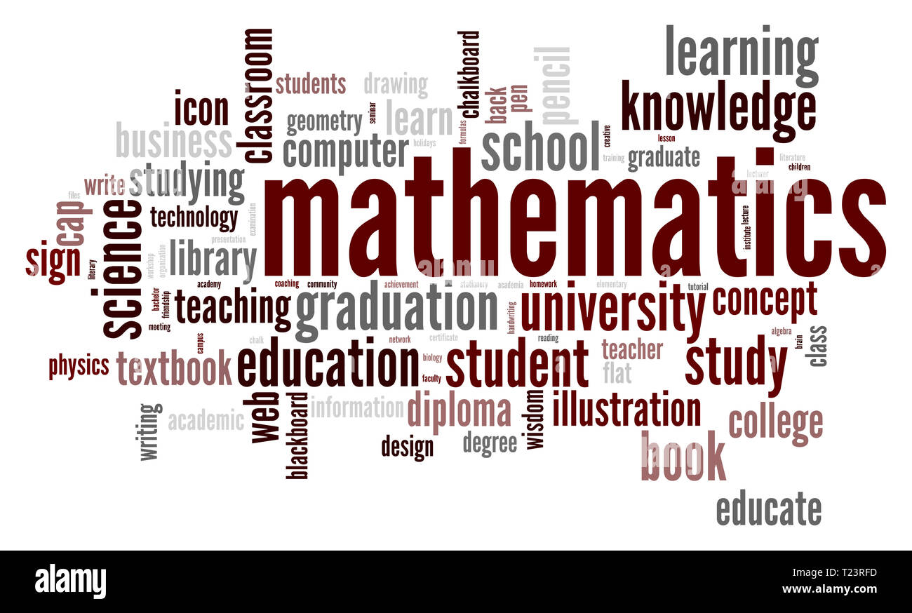 Mathematics word cloud concept on white background, 3d rendering Stock ...