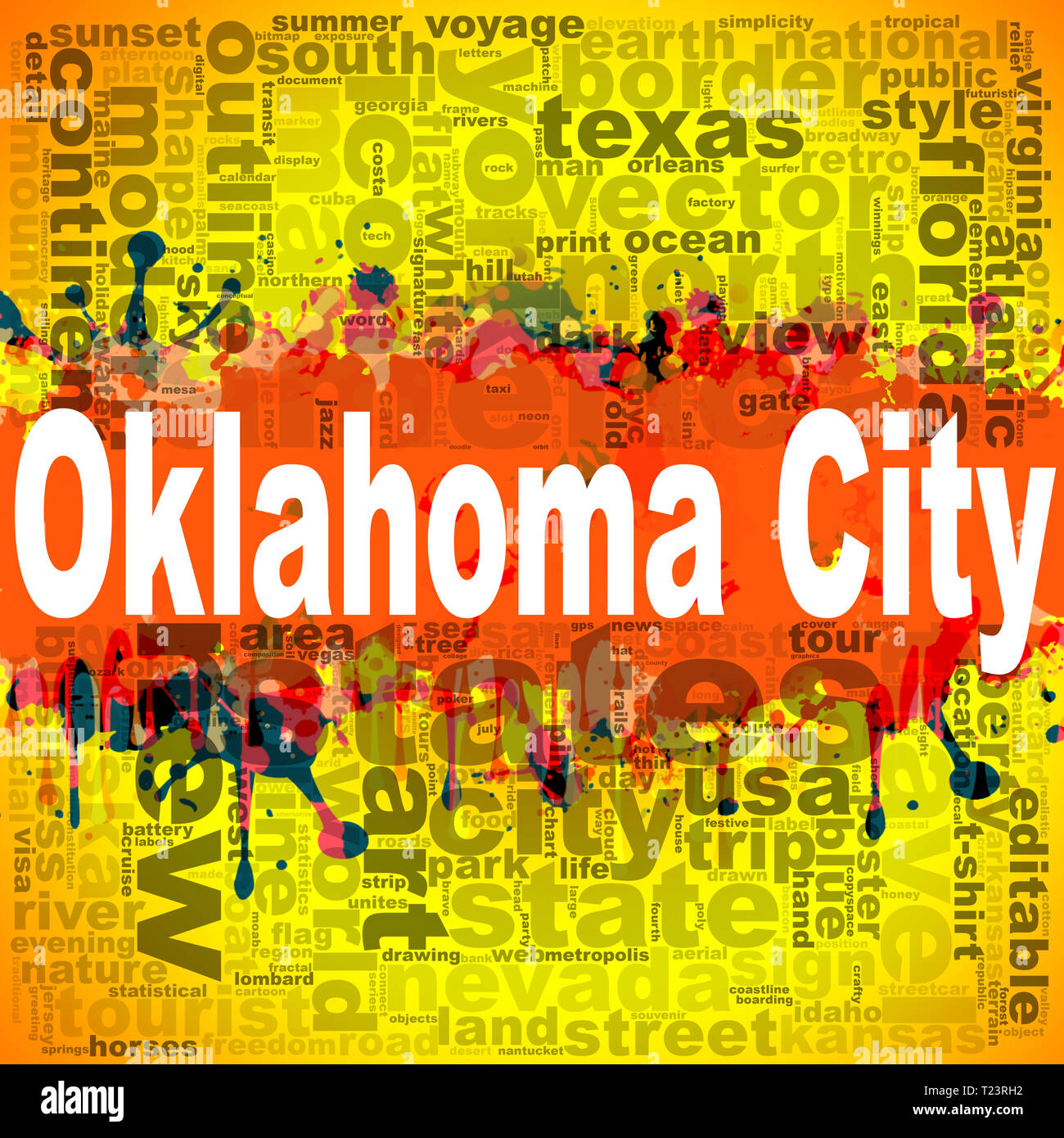 Oklahoma City word cloud design. Creative illustration of idea word ...