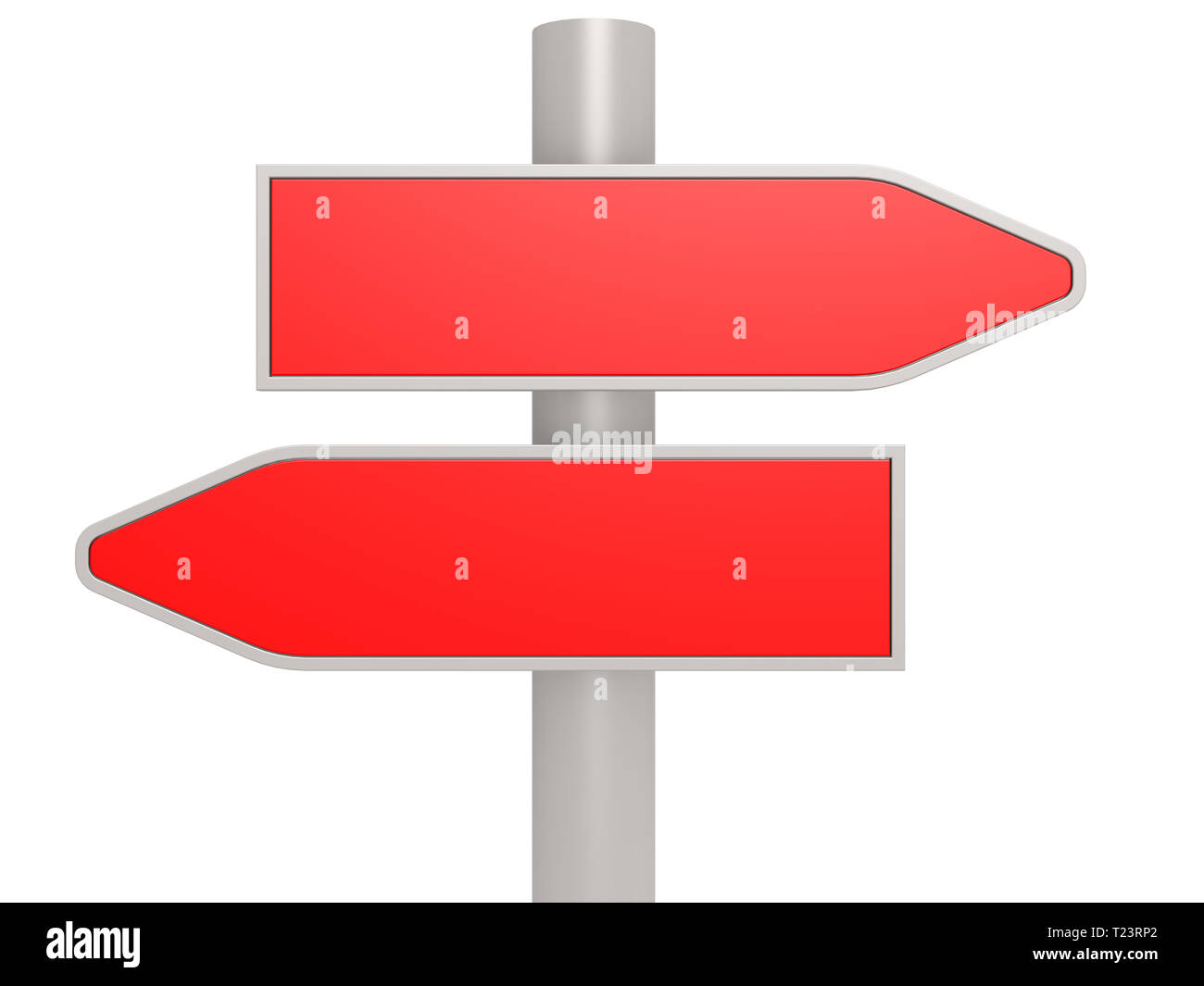 Red two direction road sign, 3D rendering Stock Photo - Alamy
