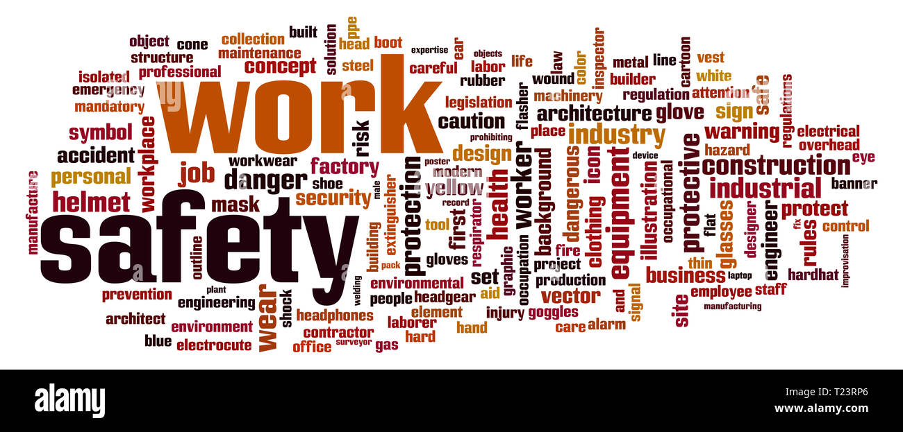 Work safety word cloud. Creative illustration of idea word lettering ...
