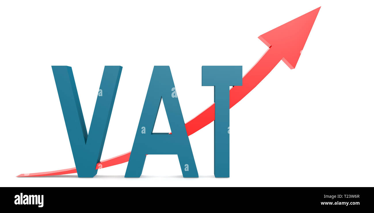 VAT word with red arrow up, 3D rendering Stock Photo - Alamy
