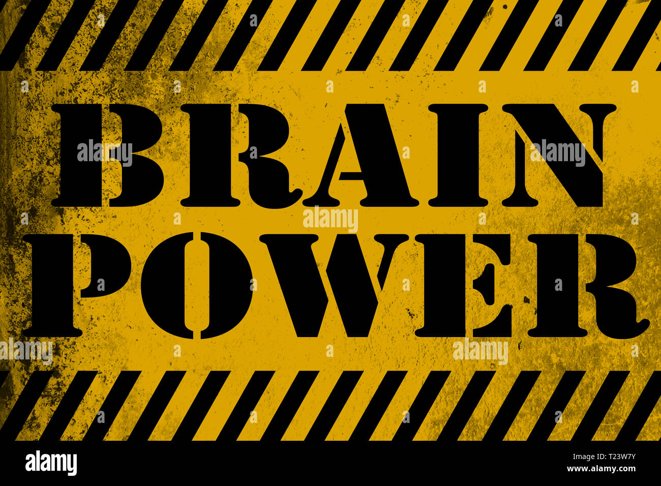 Brain Power sign yellow with stripes, 3D rendering Stock Photo - Alamy