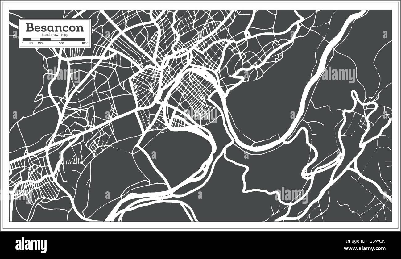 Besancon France City Map in Retro Style. Outline Map. Vector ...