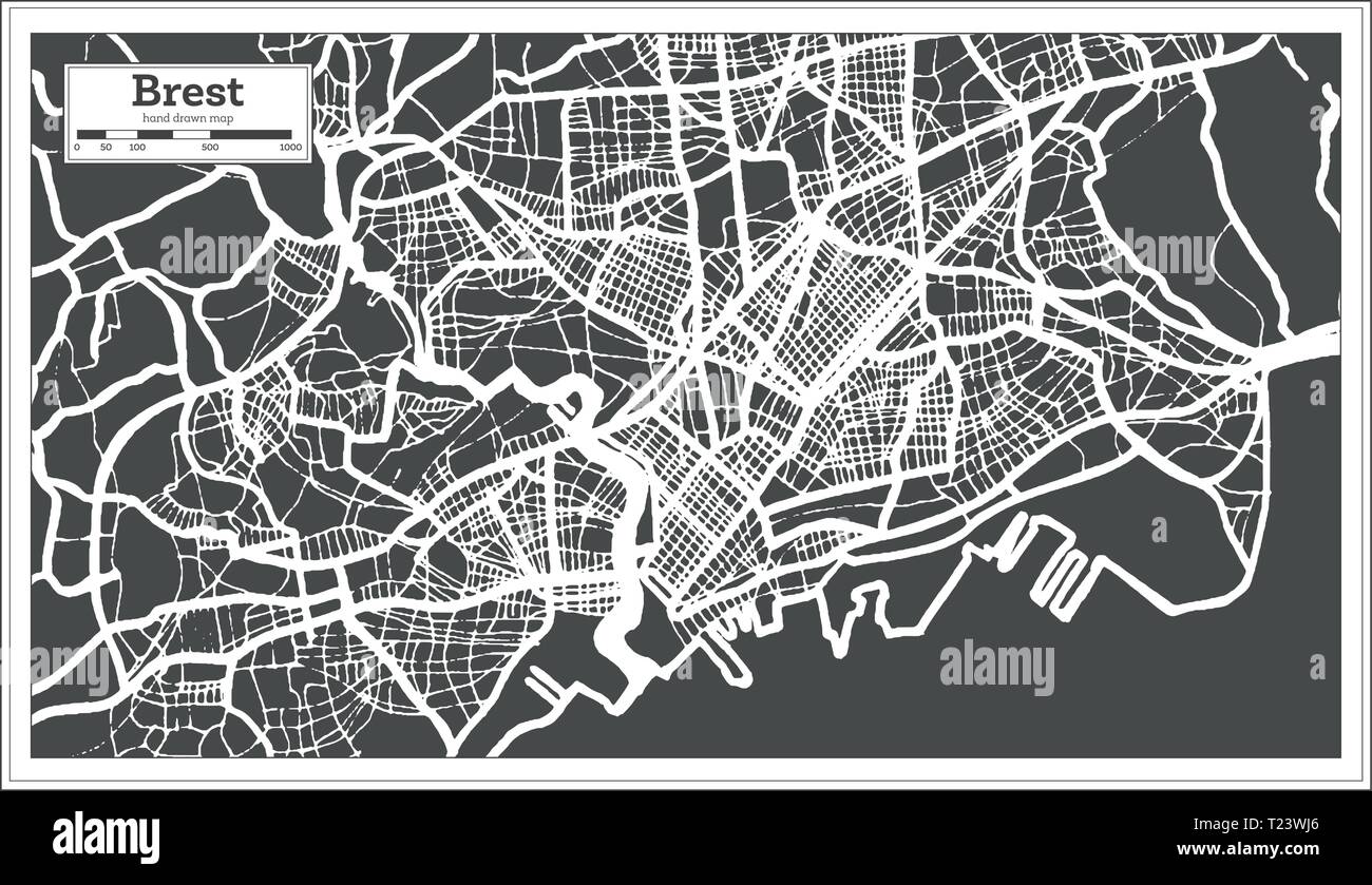 Brest France City Map in Retro Style. Outline Map. Vector Illustration Stock Vector Image & Art ...
