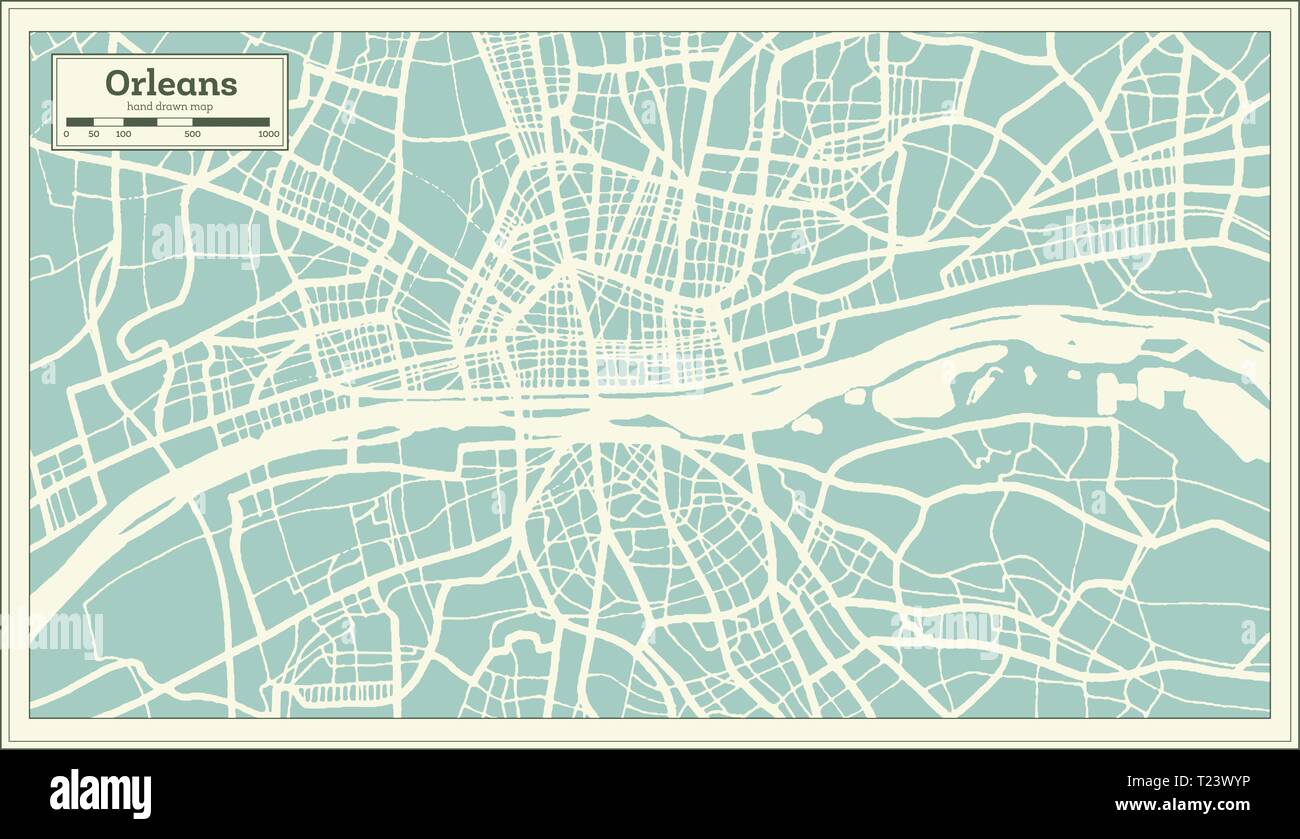 Orleans France City Map in Retro Style. Outline Map. Vector ...