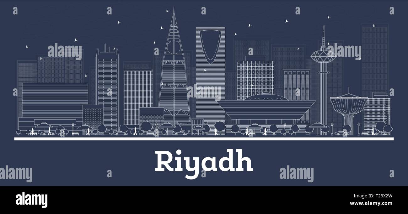 Outline Riyadh Saudi Arabia City Skyline with White Buildings. Vector ...