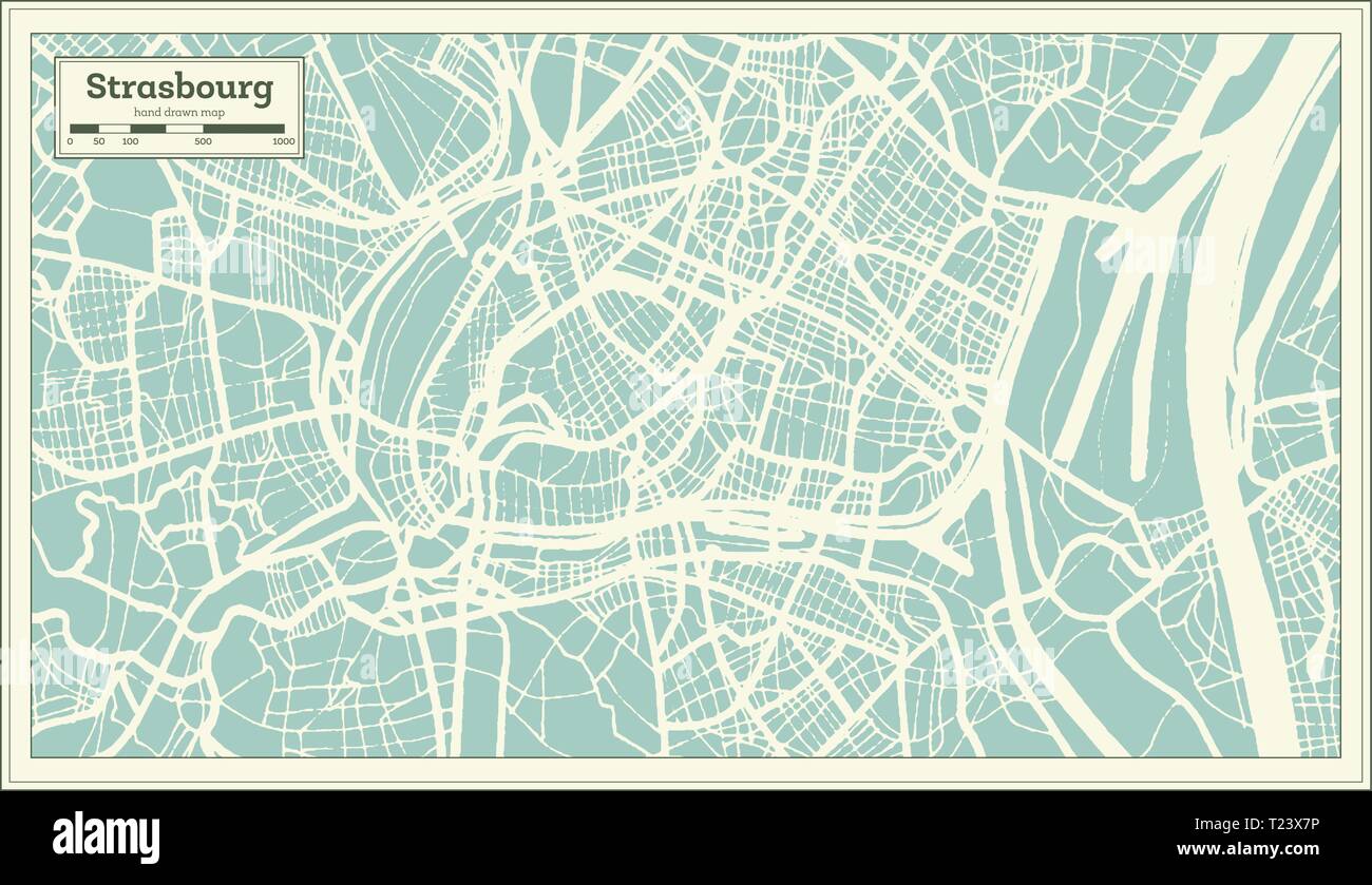 Strasbourg France City Map in Retro Style. Outline Map. Vector ...