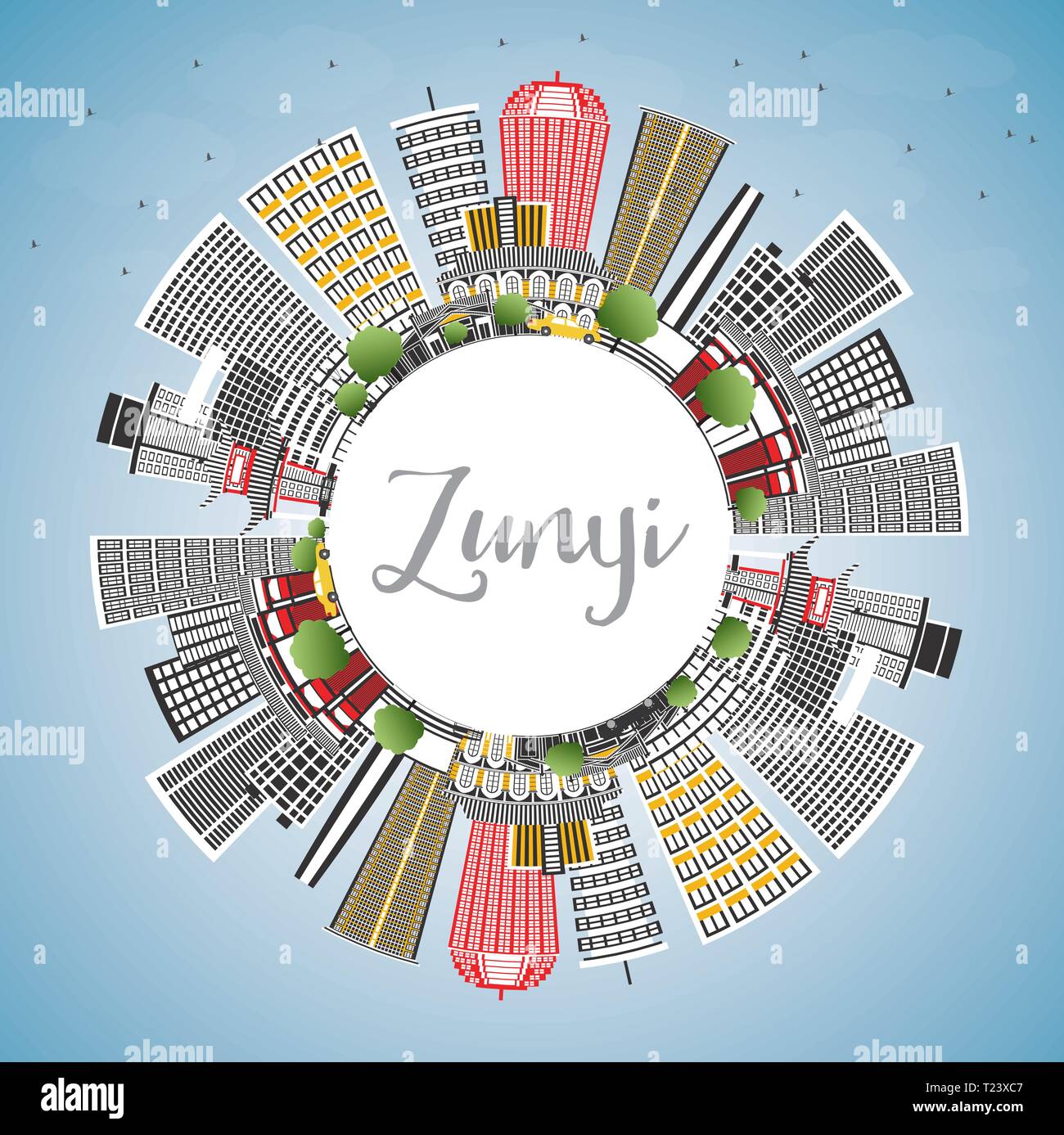 Zunyi China City Skyline with Gray Buildings, Blue Sky and Copy Space ...