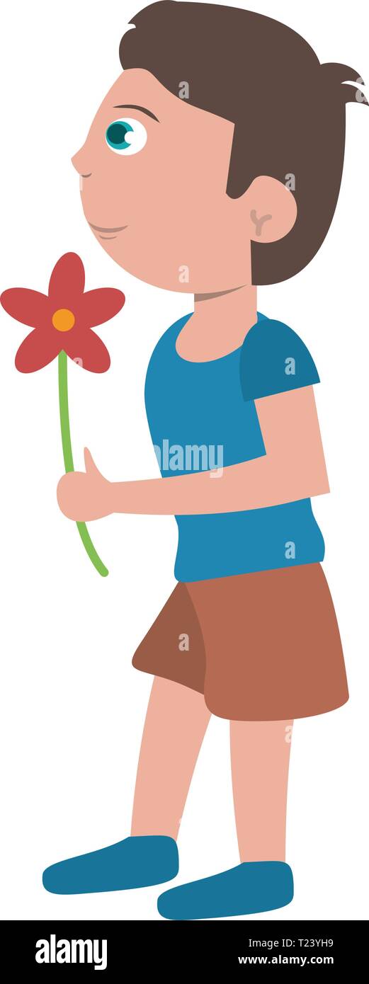 Boy with flower cartoon Stock Vector Image & Art - Alamy