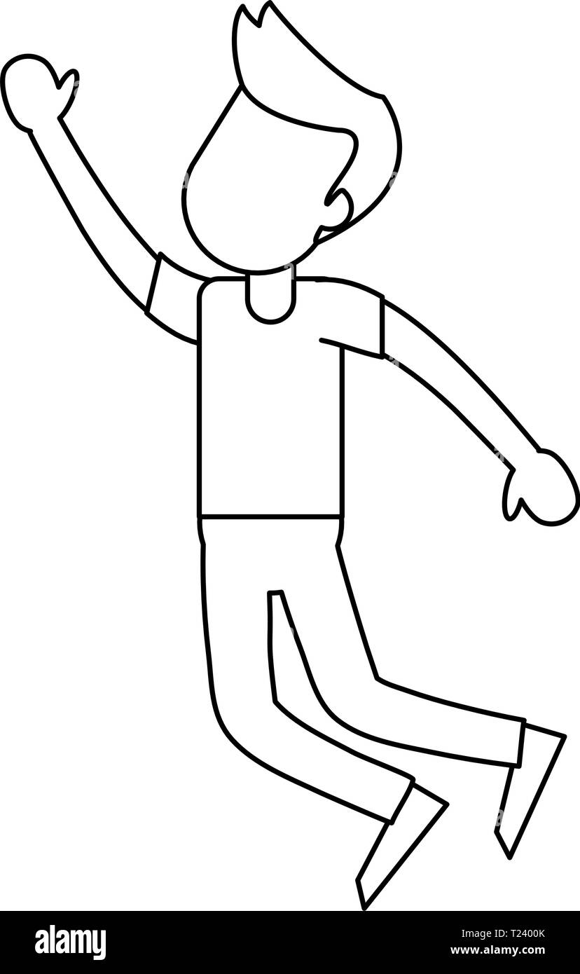 Cartoon happy boy dancing Black and White Stock Photos & Images - Alamy