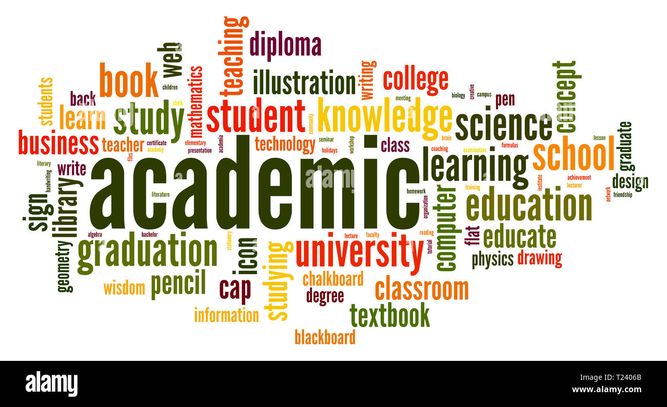 Academic word cloud concept on white background, 3d rendering Stock ...