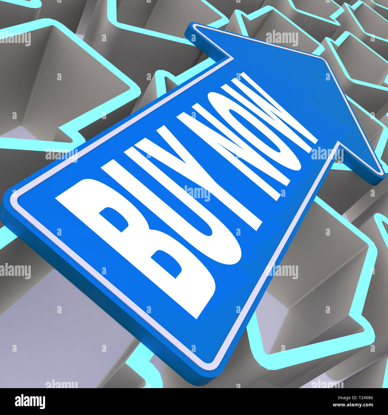 Buy now word with blue arrow, 3D rendering Stock Photo - Alamy