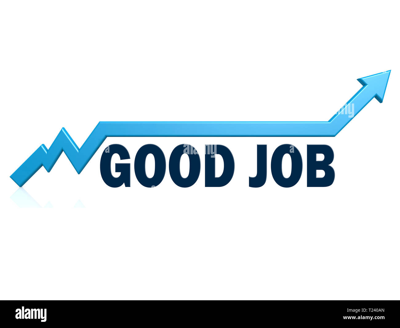 Good job word with blue grow arrow, 3D rendering Stock Photo - Alamy