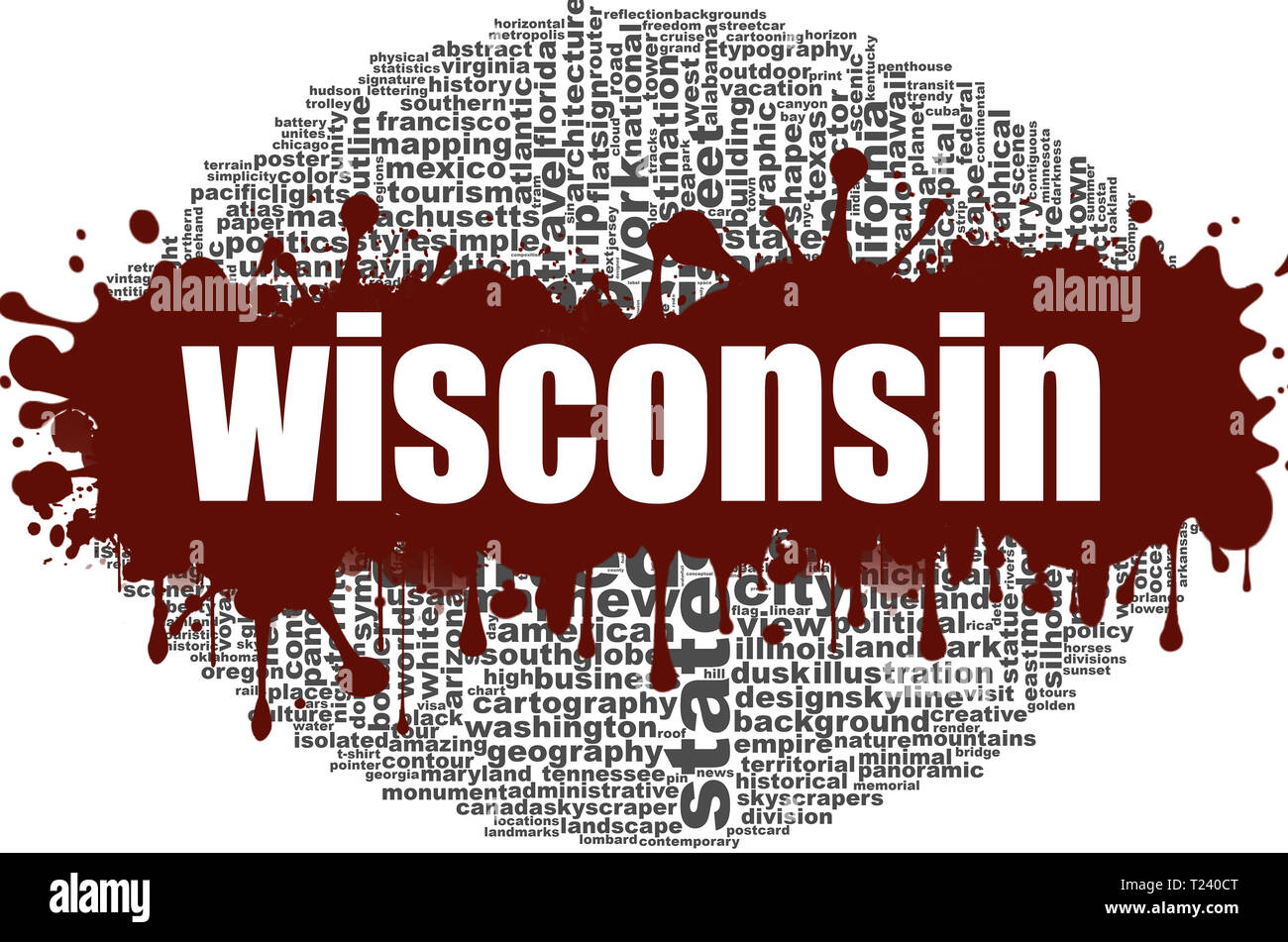 Wisconsin word cloud design. Creative illustration of idea word ...