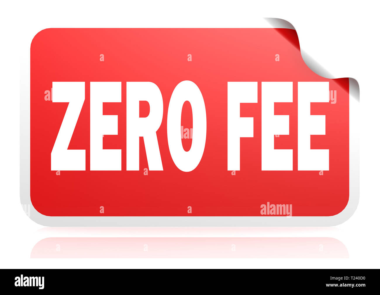 Zero fee red square banner, 3D rendering Stock Photo - Alamy