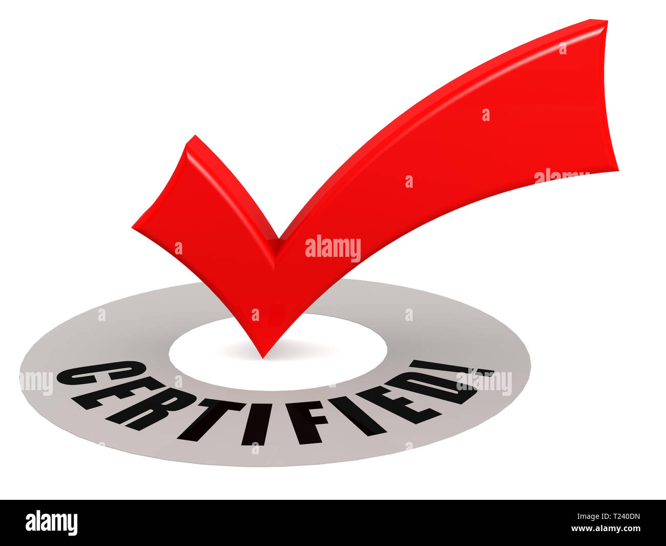 Certified and red check mark, 3D rendering Stock Photo - Alamy