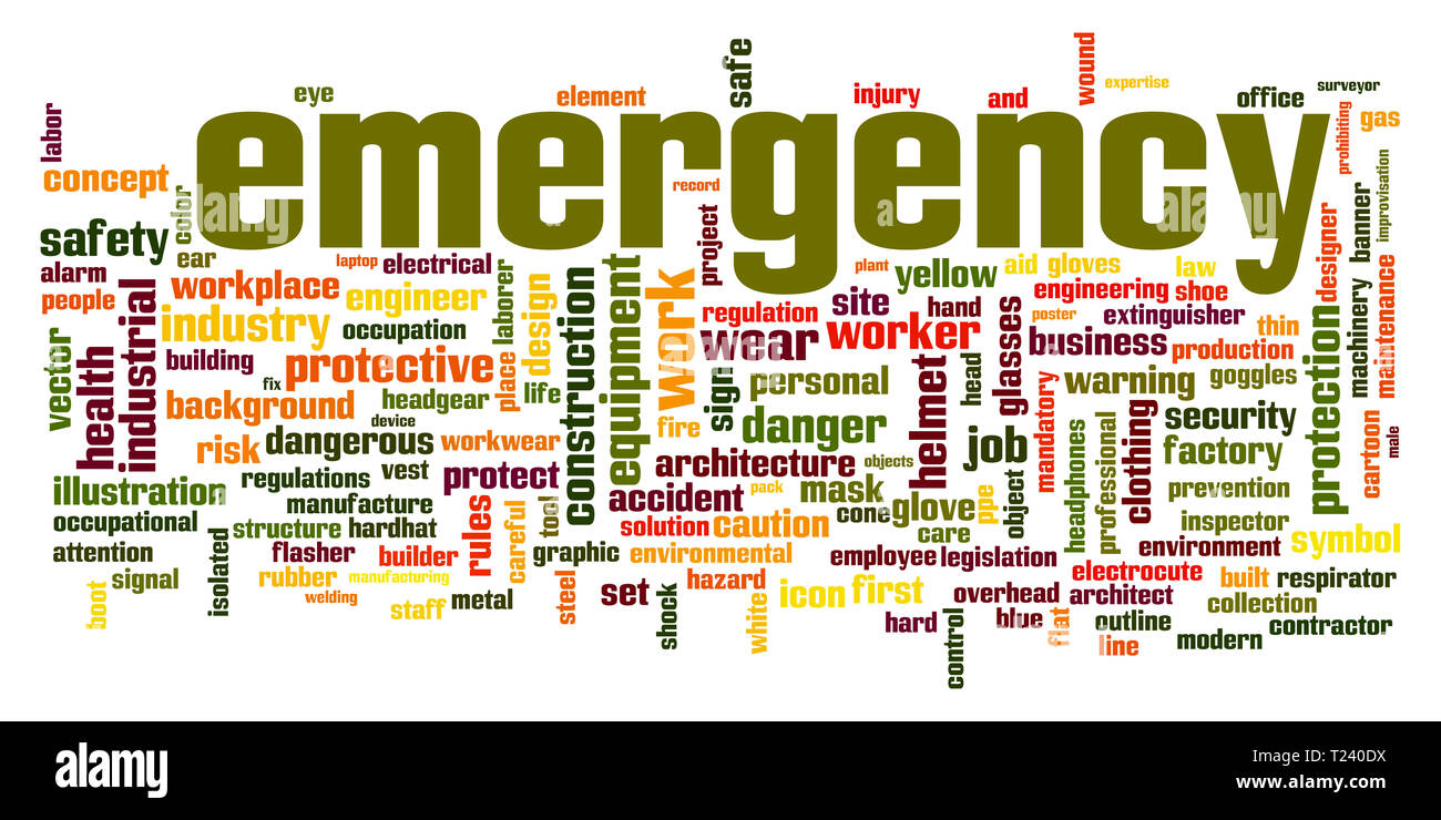 Emergency word cloud. Creative illustration of idea word lettering ...