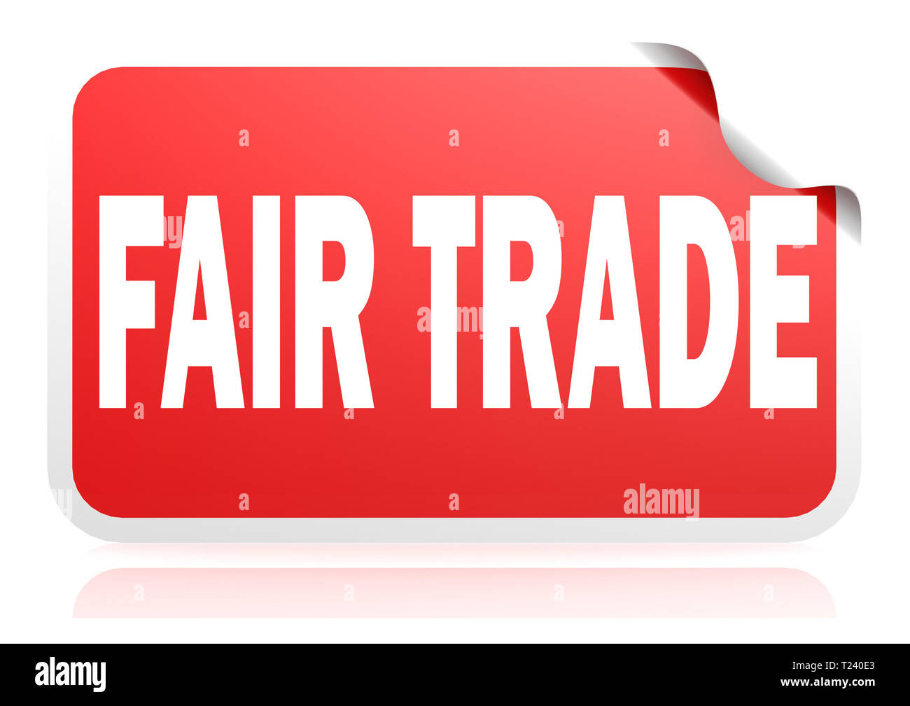 Fair trade red square banner, 3D rendering Stock Photo - Alamy