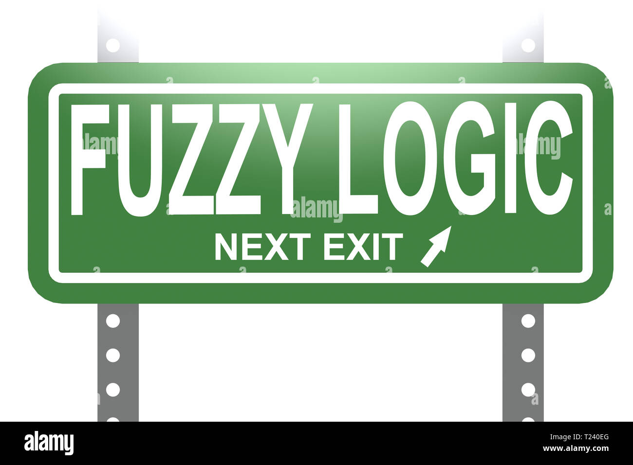 Fuzzy logic word with green sign board isolated , 3D rendering Stock ...