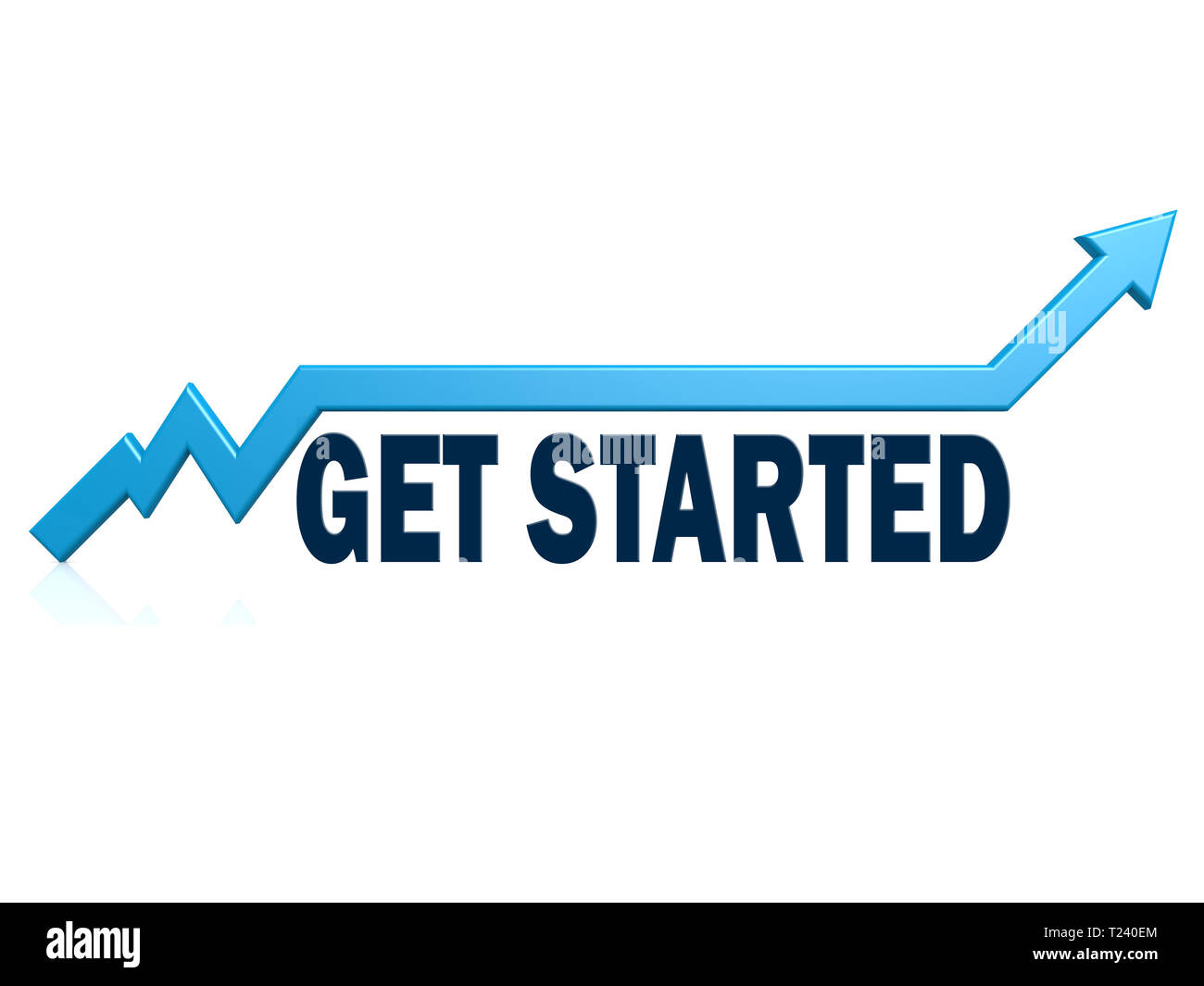 Get started word with blue grow arrow, 3D rendering Stock Photo - Alamy