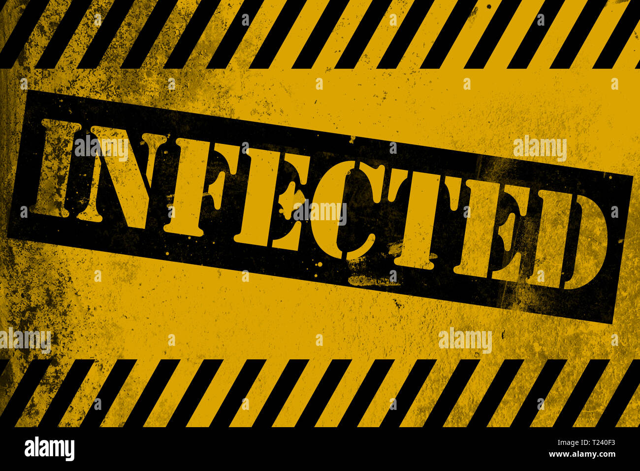 Infected sign yellow with stripes, 3D rendering Stock Photo - Alamy