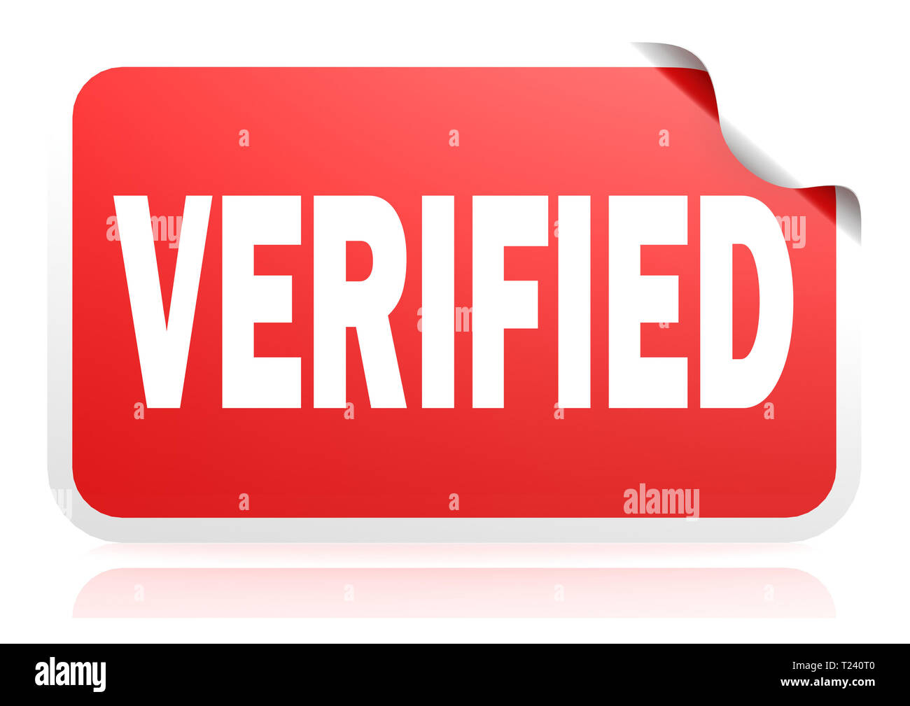 Verified red square banner, 3D rendering Stock Photo - Alamy