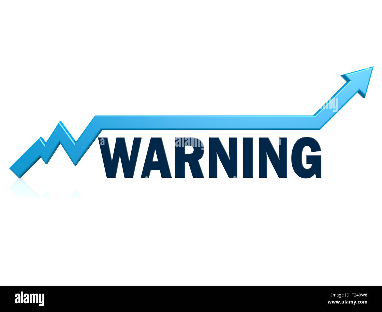 Warning word with blue grow arrow, 3D rendering Stock Photo - Alamy