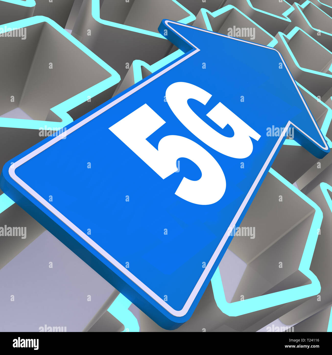5G word with blue arrow, 3D rendering Stock Photo - Alamy